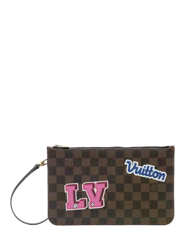 LOUIS VUITTON 2018 Damier Ebene Travel Patches Neverfull Mm Pouch - Brown