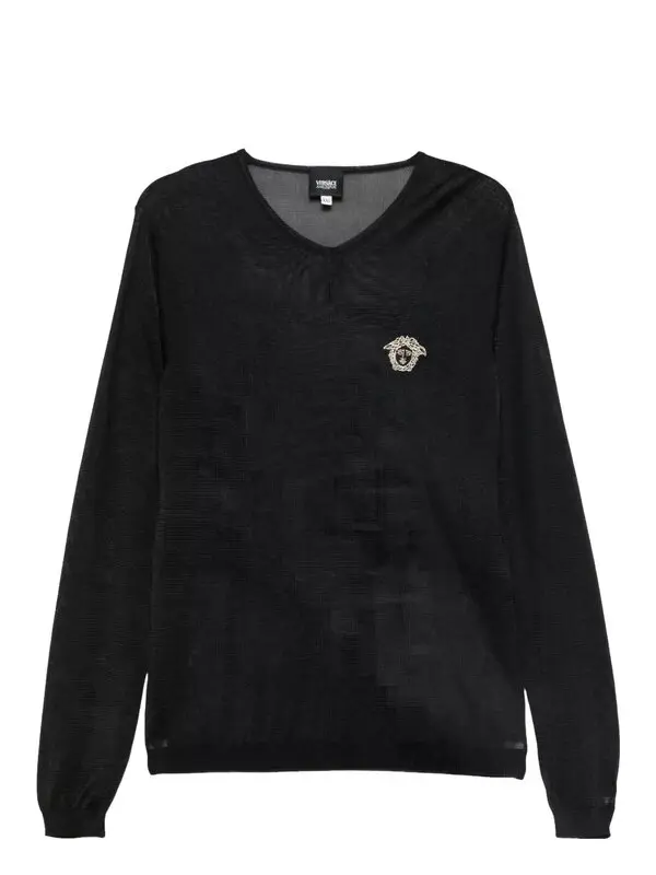 Versace 2000s Medusa-emblem V-neck Sweater - Black
