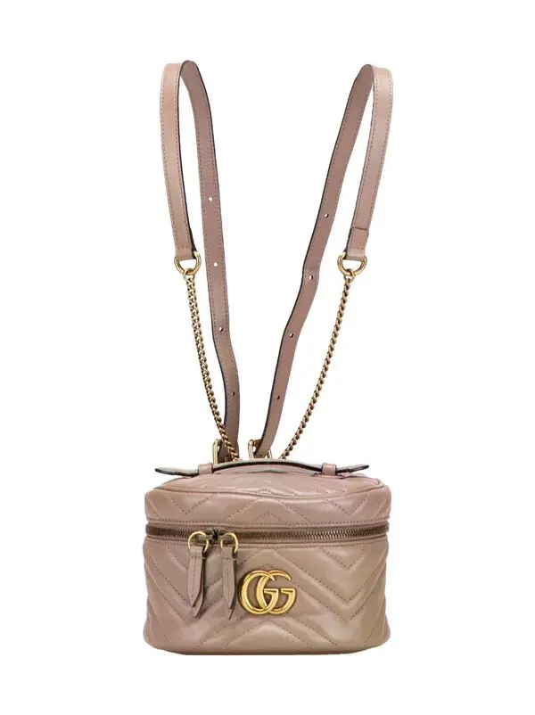 Gucci Gg Marmont Round Matelassé Leather Backpack - Pink