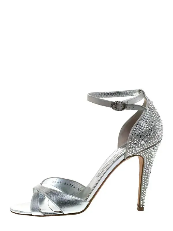 GINA 2024 110mm Crystal-embellished Sandals - Silver