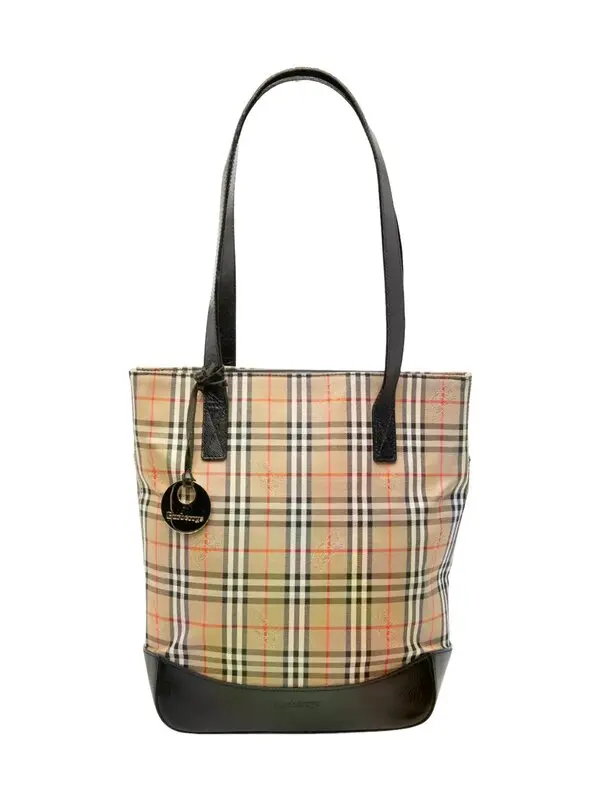Burberry Haymarket Check Canvas Tote Bag - Brown