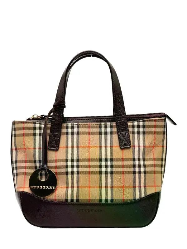 Burberry Haymarket Check Canvas Handbag - Brown