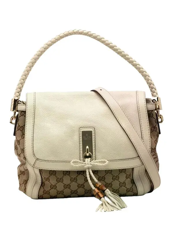 Gucci Gg Canvas Bella Flap Satchel - Brown