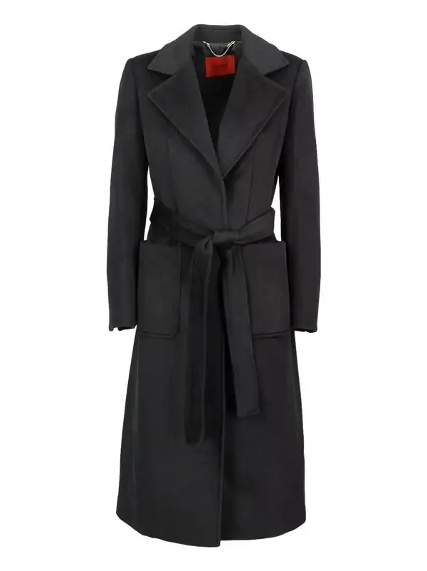 Max & Moi Double-breasted Belted Wool Coat - Black