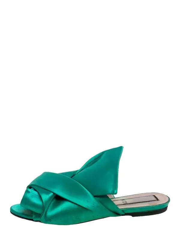 N°21 Knot-detail Satin Sandals - Green