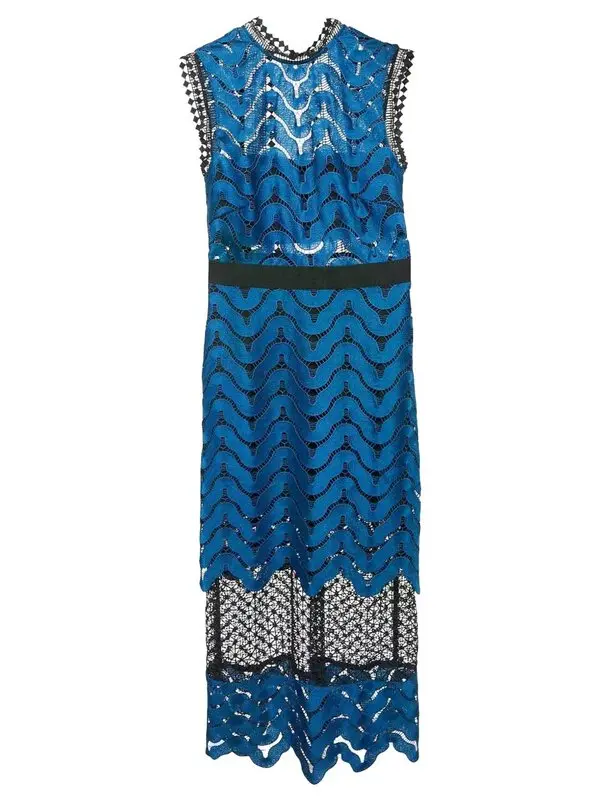 SELF-PORTRAIT Lace Detail Dress - Blue