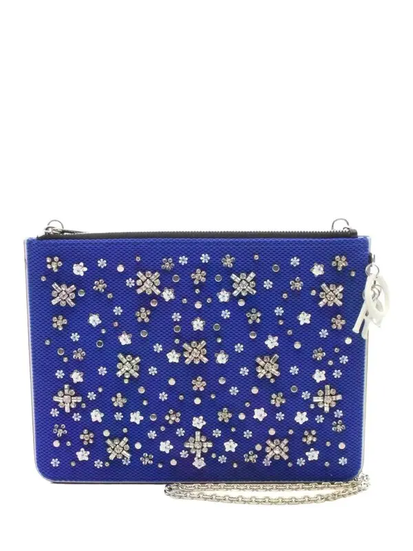Dior 2010s Small Chain-embellishment Clutch - Blue