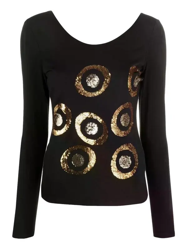 Versace 2000s Sequinned Long-sleeved Top - Black