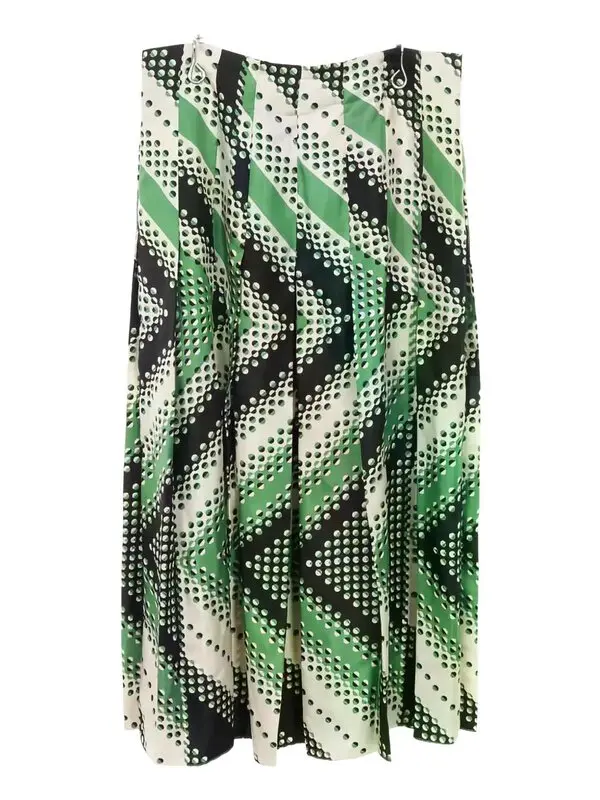 Gucci 00s Patterned Silk Midi Skirt - Green