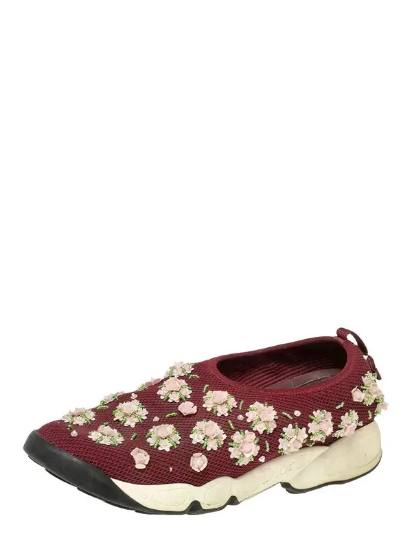 Dior 2014 Mesh Flower-embellishment Sneakers - Red