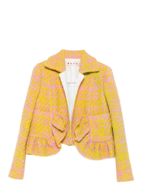 Marni 2010s Ruffled Wool-blend Jacket - Yellow