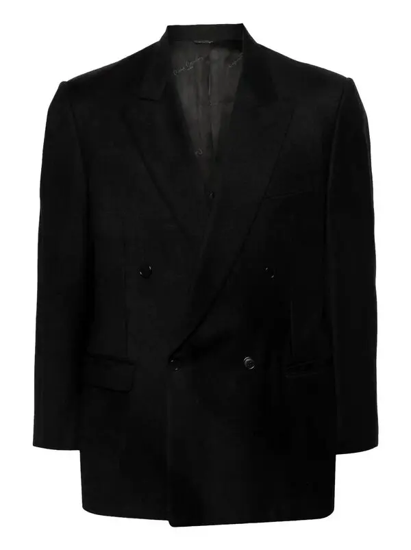 Pierre Cardin 1990s Peak Lapels Double-breasted Blazer - Black