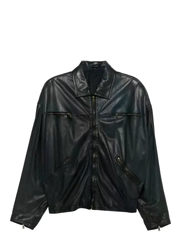 Versace 1980s Leather Jacket - Blue