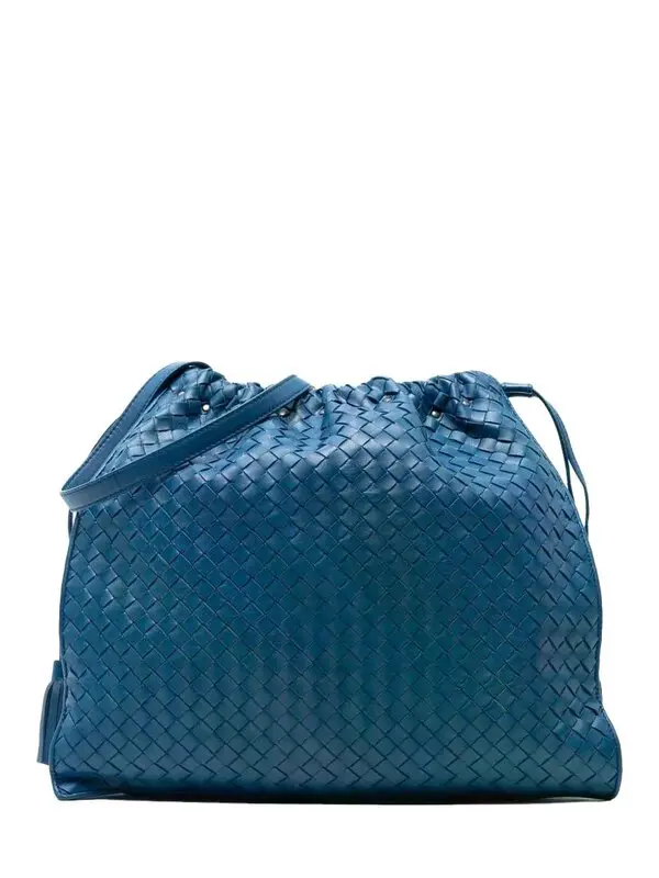 Bottega Veneta Nappa Intrecciato Drawstring Shoulder Bag - Blue