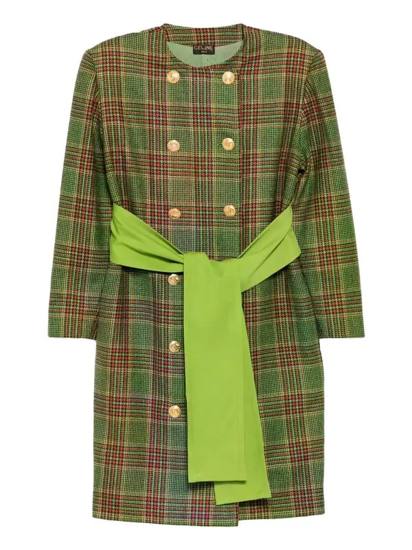 Celine 1990s Lace-up Coat - Green