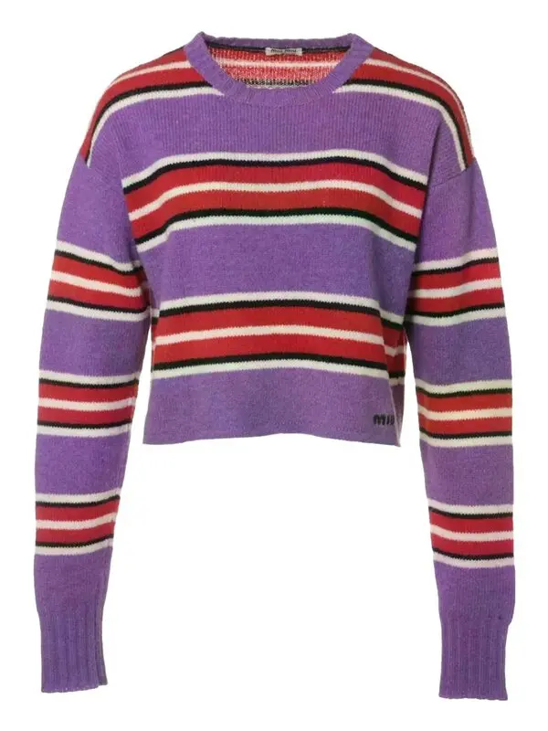 Miu Miu 2019 Striped Sweater - Purple
