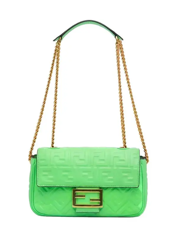 Fendi 2023 Zucca Embossed Chain Baguette - Green
