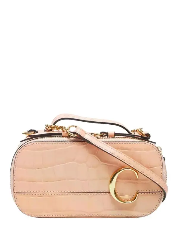 Chloé 2020s Embossed Leather Cross Body Bag - Pink