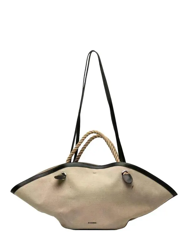 JIL SANDER Canvas Sombrero Satchel - Brown