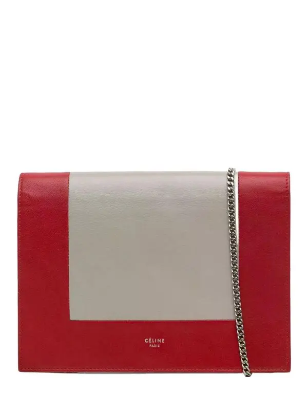 Celine Frame Leather Wallet On Chain Crossbody Bag - Red