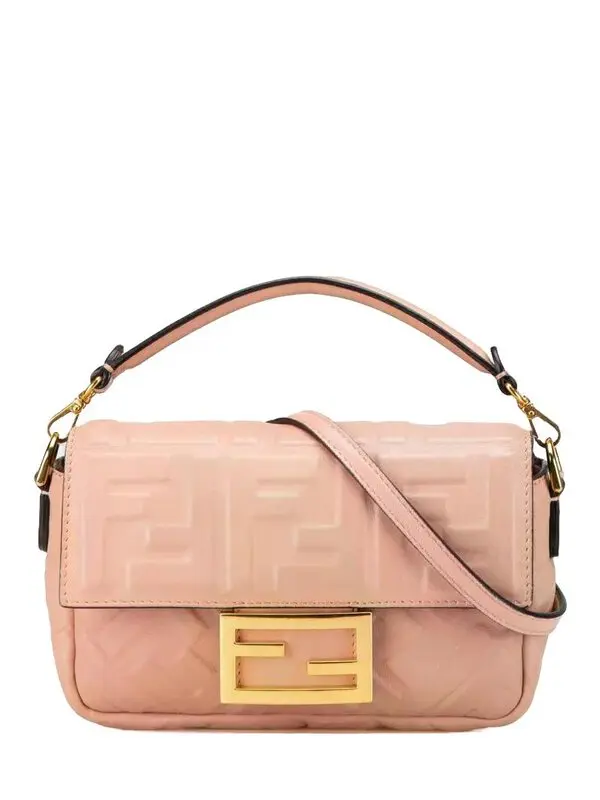 Fendi 2010-2024 Mini Embossed Zucca Baguette Satchel - Pink