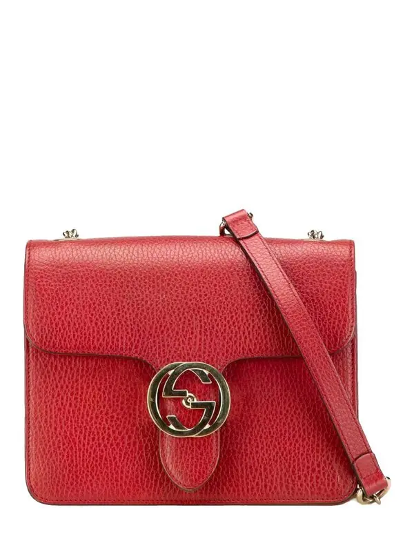 Gucci Small Calfskin Interlocking G Crossbody Bag - Red