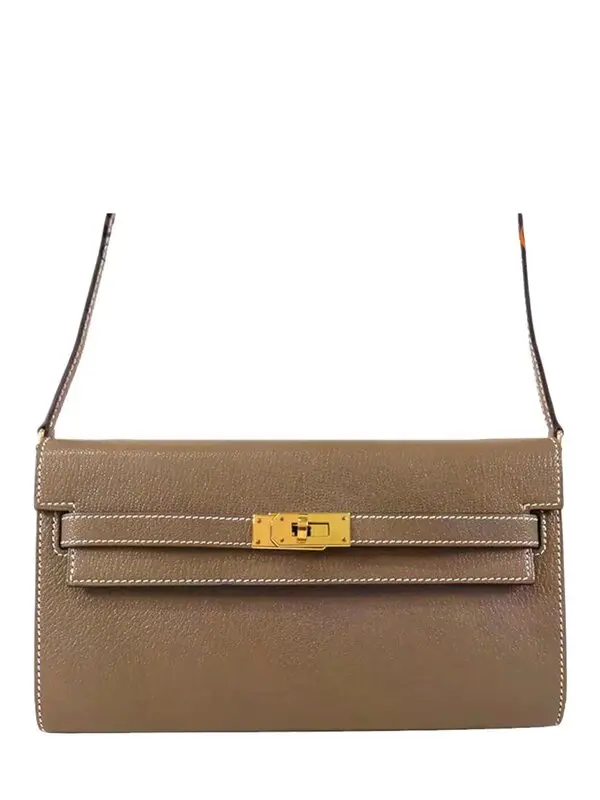 Hermès 2022 Chevre Mysore Kelly To Go Wallet Crossbody Bag - Brown