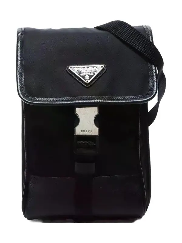Prada 2010s Triangle-logo Cross Body Bag - Black