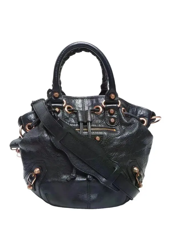 Balenciaga 2010-2020 Pompon Leather Tote Bag - Black