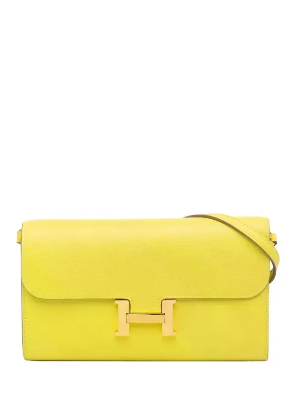 Hermès 2022 Evercolor Constance Wallet To Go Crossbody Bag - Yellow