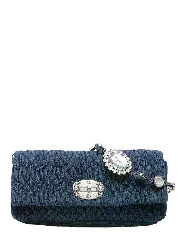 Miu Miu 2010s Matelassé Denim Shoulder Bag - Blue