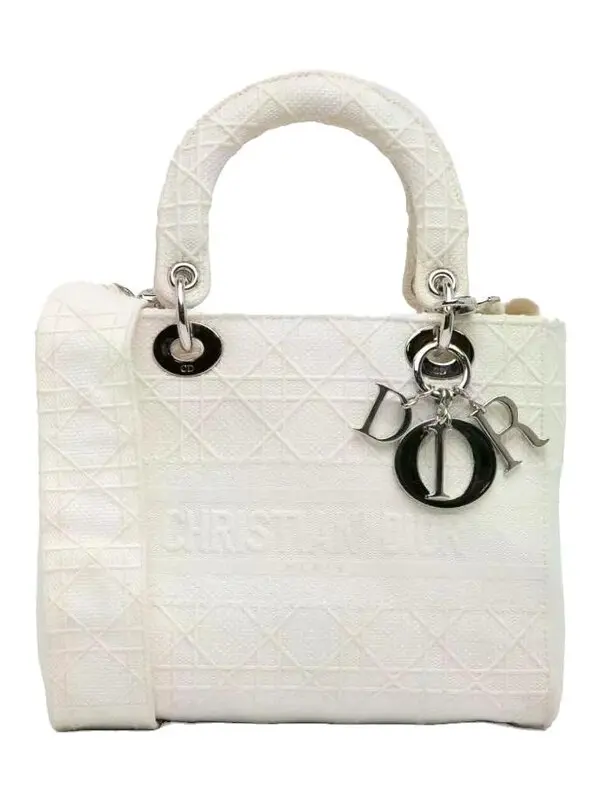 Dior 2010 Medium Cannage Lady D-lite Satchel - White