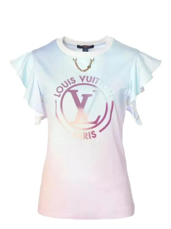 LOUIS VUITTON 2010-2020s Ruffled Logo T-shirt - Blue