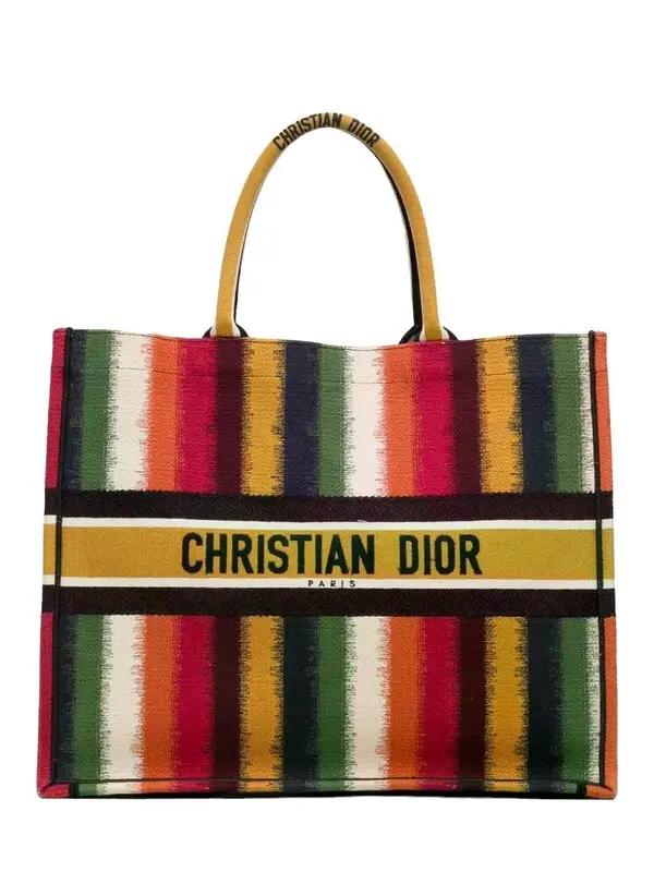 Dior 2020 Striped Book Tote Bag - Yellow