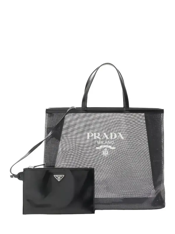 Prada 2010s Sequin Leather Tote Bag - Black