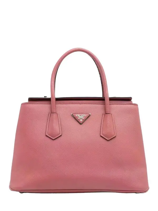 Prada Saffiano Cuir Turnlock Twin Satchel - Pink