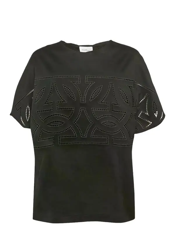 FERRAGAMO Geometric Cut-out T-shirt - Black