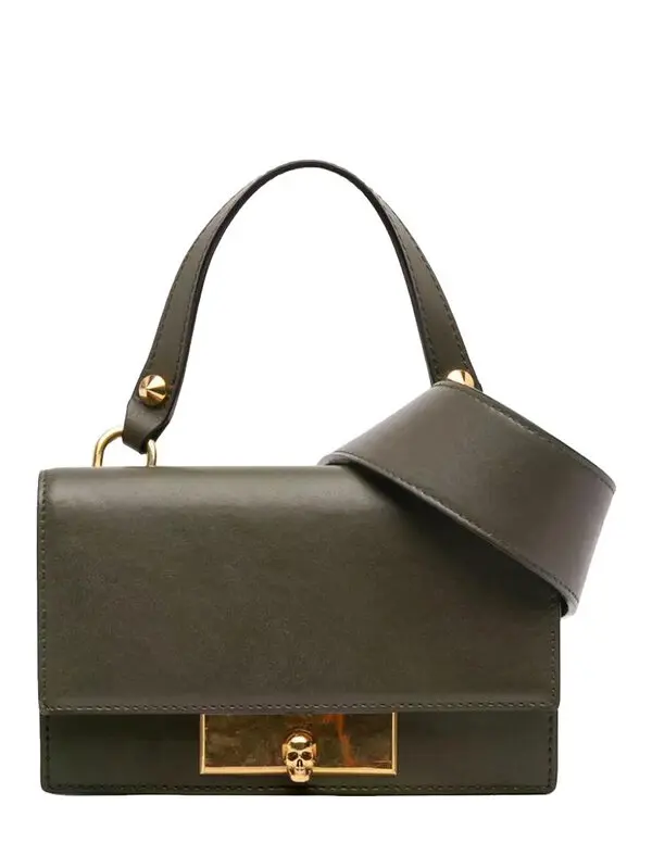 Alexander McQueen Mini Leather Skull Lock Top Handle Bag - Green