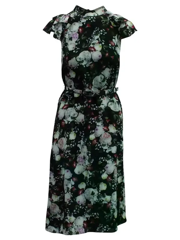 Erdem Floral-print Belted Dress - Black