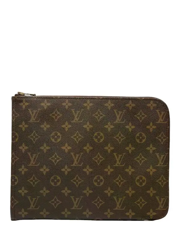 LOUIS VUITTON 1986 Monogram Poche Documents Portfolio 30 Clutch - Brown
