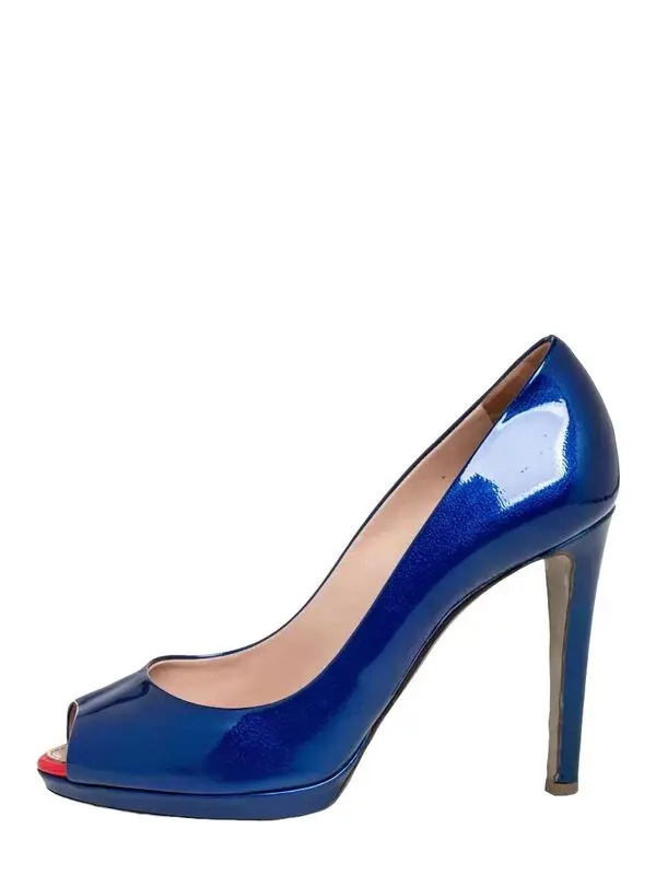 SERGIO ROSSI 100mm Patent-leather Peep-toe Pumps - Blue