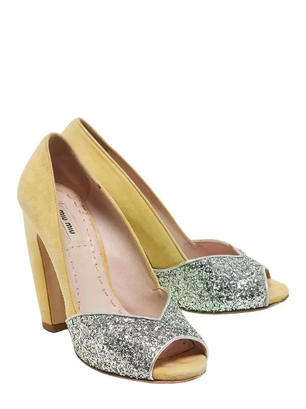 Miu Miu 100mm Leather Heeled Pumps - Neutrals