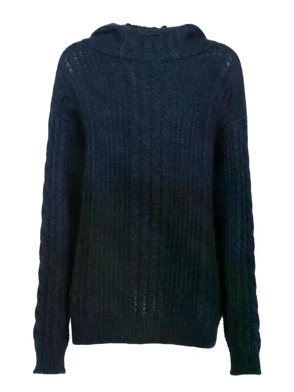 Dior 2010s Cable-knit Hoodie - Blue