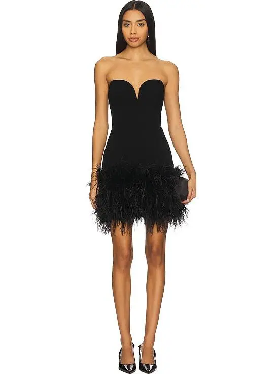 SANS FAFF Posey Mini Feather Dress - Black
