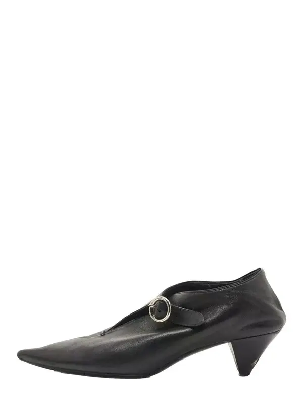 Celine Pointed-toe Buckled Leather Ankle Boots - Black