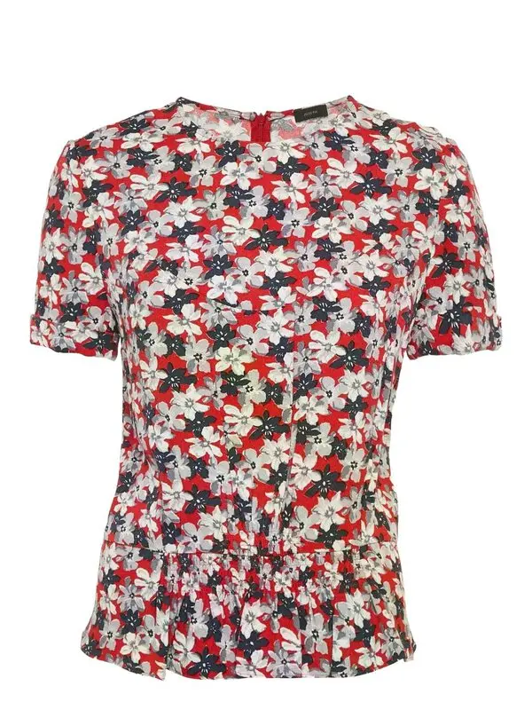 JOSEPH Floral-print Short-sleeve Blouse - Red