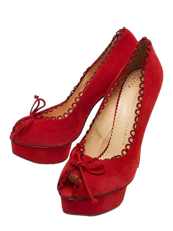 CHARLOTTE OLYMPIA 110mm Leather Heeled Pumps - Red