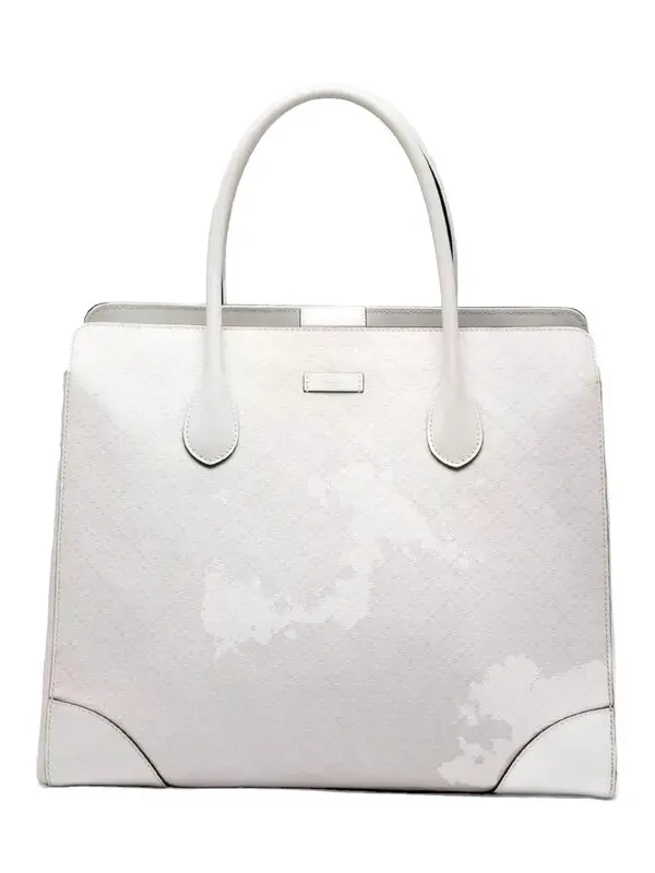 Gucci Diamante Bright Leather Tote Bag - White