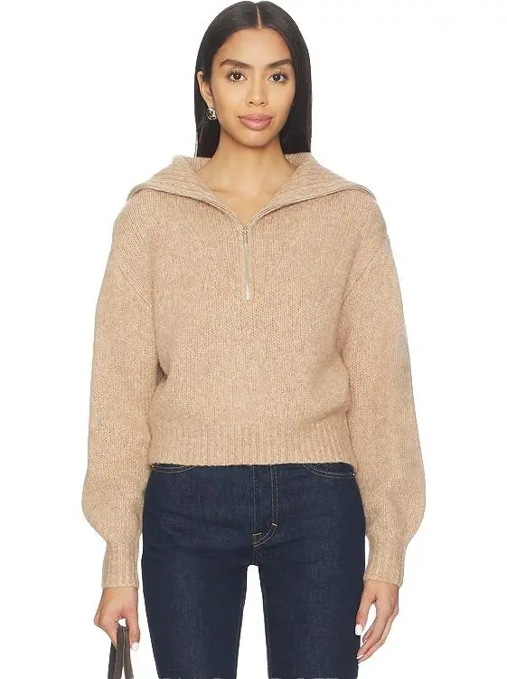 Susana Monaco Wool Half Zip Collar Sweater - Macchiato