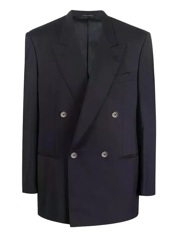 Pierre Cardin 1990s Double-breasted Wool Jacket - Blue